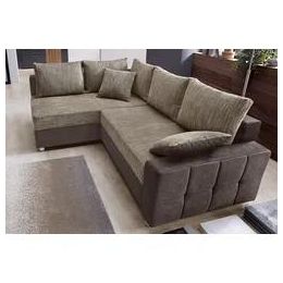 Ecksofa Collection AB "Parma L-Form" Sofas Gr. B/H/T: 224cm x 84cm x 161cm, Microfaser PRIMABELLE-Struktur, Ottomane beidseitig montierbar, mit Bettfunktion-mit Bettkasten-mit Federkern, braun (dunkelbraun/cappuccino) mit Bettfunktion und Federkern