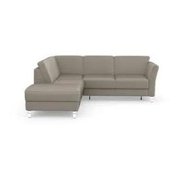 Sit & More Ecksofa SIT & MORE "Visby L-Form" Sofas Gr. B/H/T: 248cm x 87cm x 213cm, Chenille, Ottomane links, mit Bettfunktion-mit Bettkasten, braun (latte) Wahlweise mit Bettfunktion und Stauraum, frei im Raum stellbar