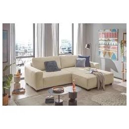 Stella Trading Ecksofa ED EXCITING DESIGN "Elba L-Form" Sofas Gr. B/H/T: 282cm x 93cm x 192cm, Cord, Recamiere beidseitig montierbar, inkl. 2 Rückenkissen-Rücken echt bezogen, beige (creme) frei im Raum stellbar, mit 2 Rückenkissen, in Cord