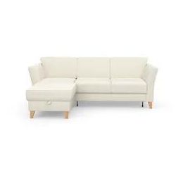 Sit & More Ecksofa SIT & MORE "Visby L-Form" Sofas Gr. B/H/T: 248cm x 87cm x 162cm, Struktur fein, Recamiere links, mit Bettfunktion-mit Bettkasten, beige (linen) Wahlweise mit Bettfunktion und Bettkasten, frei im Raum stellbar