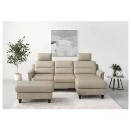 Sit & More Ecksofa SIT & MORE "Farö L-Form" Sofas Gr. B/H/T: 234cm x 90cm x 168cm, Microfaser, Recamiere rechts, ohne Bettfunktion-ohne Bettkasten, beige inklusive Federkern, wahlweise mit Bettfunktion und Bettkasten