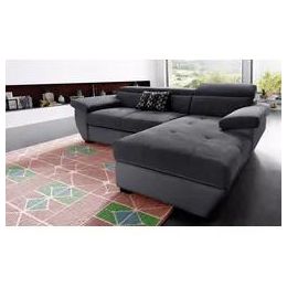 Ecksofa COTTA "Speedway L-Form" Sofas Gr. B/H/T: 265cm x 79cm x 102cm, Kunstleder SOFTLUX-Struktur, Recamiere rechts, ohne Bettfunktion-ohne Bettkasten-mit Kopfteilverstellung, schwarz (schwarz, schwarz) inklusive Kopfteilverstellung, wahlweise mit Bettfunktion + Bettkasten