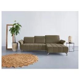 Ecksofa Inosign "Fresh L-Form" Sofas Gr. B/H/T: 281 cm x 79 cm x 185 cm, Samtoptik, mega-Recamiere rechts, mit Armteilverstellung-mit Kopfteilverstellung, grün (olive) Federkern, wahlweise Kopfteilverstellung und motorischer Vorziehsitz