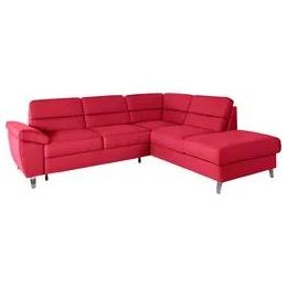 Sit & More Ecksofa SIT & MORE "Sorano L-Form" Sofas Gr. B/H/T: 249cm x 88cm x 212cm, Flachgewebe, Ottomane rechts, mit Bettfunktion, rot wahlweise mit Bettfunktion und Bettkasten