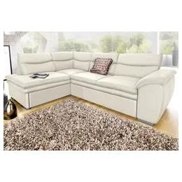 Ecksofa COTTA "Leandra L-Form" Sofas Gr. B/H/T: 250cm x 88cm x 90cm, NaturLEDER, Ottomane links, ohne Bettfunktion, beige (keramik) wahlweise mit Bettfunktion und Bettkasten