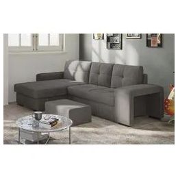 Ecksofa COTTA "Mattina L-Form" Sofas Gr. B/H/T: 268cm x 73cm x 156cm, Chenille-Struktur, Recamiere links, mit Bettfunktion und Bettkasten, grau (stone) inkl. Hocker, wahlweise mit Bettfunktion und Bettkasten