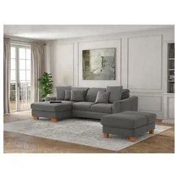 Sit & More Ecksofa SIT & MORE "Dundee L-Form", grau, B:264cm H:86cm T:175cm, Sofas, mit Federkern und Massivholzfüßen, wahlweise mit Kopfteilverstellung