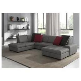 Sit & More Wohnlandschaft SIT & MORE "Luxor U-Form" Sofas Gr. B/T: 329cm x 224cm, Luxus-Microfaser ALTARA NUBUCK, Ottomane links, mit Bettfunktion-mit Bettkasten-mit Kopfteilverstellung, grau wahlweise mit Bettfunktion, Bettkasten und Kopfteilverstellung