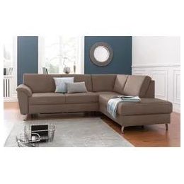 Sit & More Ecksofa SIT & MORE "Texel L-Form" Sofas Gr. B/H/T: 250cm x 87cm x 201cm, Luxus-Microfaser ALTARA NUBUCK, Ottomane rechts, ohne Funktion, braun mit Federkern, wahlweise Bettfunktion und Bettkasten