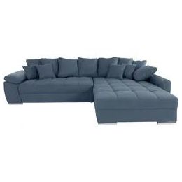 Ecksofa Inosign "Gwenni L-Form" Sofas Gr. B/H/T: 323cm x 94cm x 222cm, Struktur weich, blau (blau-grau) auch in Aqua Clean Supreme erhältlich; bis zu 140 kg pro Sitzfläche