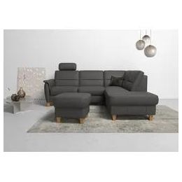 Ecksofa Home Affaire "Palmera L-Form" Sofas Gr. B/H/T: 236cm x 89cm x 212cm, NaturLEDER, Ottomane rechts, mit Bettfunktion-mit Bettkasten-Bett mit Leder bezogen, braun (mocca) Federkern, wahlweise mit Bettfunktion und mitohne Stauraum