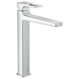 Waschtischarmatur Hansgrohe "Metropol" Armaturen Gr. H/T: 32,6cm x 24,4cm, silberfarben (chrom) 26cm, mit Bügelgriff für Aufsatzwaschtische Push-Open Ablauf