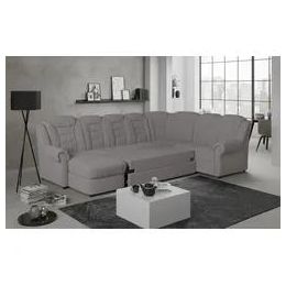 Wohnlandschaft Home Affaire "Boston U-Form" Sofas Gr. B/H/T: 333 cm x 102 cm x 216 cm, Microfaser bedruckt, langer Schenkel rechts-Recamiere links-Bettfunktion links, Mit Bettfunktion-mit Schubkasten, silberfarben (silver) Gemütliche Wohnlandschaft mit hoher Rückenlehne in klassischem Design