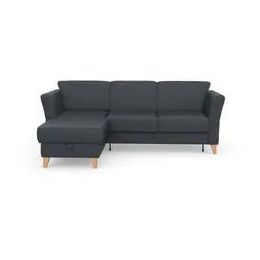 Sit & More Ecksofa SIT & MORE "Visby L-Form" Sofas Gr. B/H/T: 248cm x 87cm x 162cm, Soft clean, Recamiere links, mit Bettfunktion-mit Bettkasten, grau (dunkelgrau) Wahlweise mit Bettfunktion und Bettkasten, frei im Raum stellbar