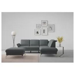 Sit & More Ecksofa SIT & MORE "Fashion L-Form" Sofas Gr. B/H/T: 250cm x 84cm x 207cm, Luxus-Microfaser ALTARA NUBUCK, Ottomane rechts, mit Kopfteilverstellung-mit Vorziehsitz, motorisch, grau (dunkelgrau) wahlweise mit Kopfteilverstellung, Vorziehsitz, motorisch, Nickelfüße