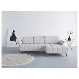 Ecksofa Inosign "Fresh L-Form" Sofas Gr. B/H/T: 281cm x 79cm x 185cm, Olympia EASY CLEAN, mega-Recamiere rechts, mit Armteilverstellung-mit Kopfteilverstellung, silberfarben (silber) Federkern, wahlweise Kopfteilverstellung und motorischer Vorziehsitz