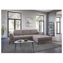 Sit & More Ecksofa SIT & MORE "Bendigo L-Form" Sofas Gr. B/H/T: 284 cm x 84 cm x 175 cm, Samtoptik, mega-Recamiere rechts, mit schwarzem Nickelfuß, beige (sand) inklusive Sitztiefenverstellung, Bodenfreiheit 12 cm, in 2 Fußfarben