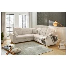 Jockenhöfer Ecksofa JOCKENHÖFER GRUPPE "Udine L-Form" Sofas Gr. B/T: 263cm x 100cm, Chenille, Ottomane beidseitig montierbar, mit Relaxfunktion-mit Bettfunktion, beige 6 individuell, verstellbaren Kopfteilen, Gästebett- und Relaxfunktion