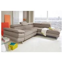 Ecksofa Inosign "Solution L-Form" Sofas Gr. B/H/T: 262cm x 73cm x 228cm, Kunstleder SOFTLUX, Ottomane rechts, mit Bettfunktion, beige (sand) wahlweise mit Bettfunktion