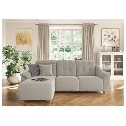 Ecksofa Home Affaire "Boston L-Form" Sofas Gr. B/T: 254cm x 170cm, Struktur, Recamiere links, mit Kopfteilverstellung-mit 2 motorischer Relaxfunktionen im 2sitzigen Sofaelement, beige (natur) Kopfteilverstellung an jeder Sitzfläche, wahlweise Relaxfunktion