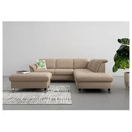 Sit & More Ecksofa SIT & MORE "Maggiore L-Form" Sofas Gr. B/T: 261cm x 224cm, Soft clean, Ottomane rechts, mit Kopfteilverstellung-ohne Bettfunktion-ohne Stauraum-Fussfarbe: Nickel satiniert, grau (taupe) wahlweise mit Kopfteilverstellung, Bettfunktion und Stauraum