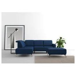 Sit & More Ecksofa SIT & MORE "Bailando L-Form" Sofas Gr. B/H/T: 249cm x 84cm x 205cm, Soft clean, Ottomane links, mit Kopfteilverstellung-mit Vorziehsitz motorisch, blau wahlweise mit Kopfteilverstellung und Vorziehsitz, motorisch