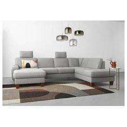 Wohnlandschaft Home Affaire "Vision U-Form" Sofas Gr. B/H/T: 315cm x 90cm x 215cm, Luxus-Microfaser Euphoria, Ottomane rechts, ohne Bettfunktion-ohne Stauraum, grau wahlweise mit Bettfunktion und Stauraum, auch in Easy Care-Bezug