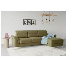 Sit & More Ecksofa SIT & MORE "Sinatra L-Form" Sofas Gr. B/H/T: 258cm x 85cm x 170cm, Struktur weich, Recamiere rechts, Ohne Kopfteilverstellung-Ohne Armteilfunktion-Ohne Bettfunktion-Ohne Bettkasten, grün (olive) mit Recamiere, optinal Kopfteilverstellung und Armteilfunktion