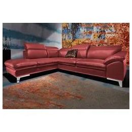 Ecksofa COTTA "Teresa L-Form" Sofas Gr. B/H/T: 293cm x 84cm x 232cm, NaturLEDER, Ottomane links, ohne Funktion-mit Kopfteilverstellung, rot wahlweise mit Bettfunktion