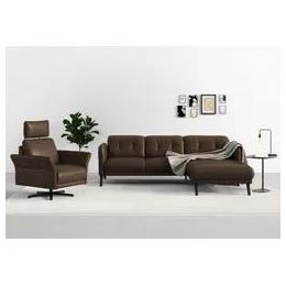 Sit & More Ecksofa SIT & MORE "Scandia L-Form" Sofas Gr. B/H/T: 269cm x 82cm x 183cm, Microfaser, Recamiere rechts, Ohne Kopfteilverstellung-Ohne Armteilfunktion-Mit schwarzen matten Metallfüßen, braun (schokobraun) Wahlweise mit Kopfteilverstellung und Armteilfunktion