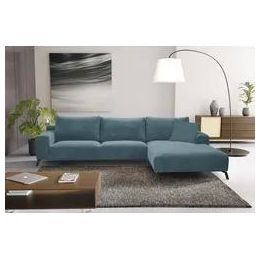 Ecksofa WERK2 "Faro L-Form" Sofas Gr. B/H/T: 315cm x 67cm x 188cm, Cord, Recamiere rechts, blau (petrol) XXL Design Ecksofa mit hohem Komfort in trendigem Cord & Samtvelours