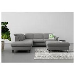 Sit & More Ecksofa SIT & MORE "Maggiore L-Form" Sofas Gr. B/T: 261cm x 224cm, Soft clean, Ottomane links, mit Kopfteilverstellung-ohne Bettfunktion-ohne Stauraum-Fussfarbe: Nickel satiniert, grau wahlweise mit Kopfteilverstellung, Bettfunktion und Stauraum