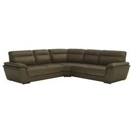 Ecksofa Home Affaire "Brandy L-Form" Sofas Gr. B/H/T: 285cm x 95cm x 298cm, NaturLEDER, langer Schenkel links, grün (olive)