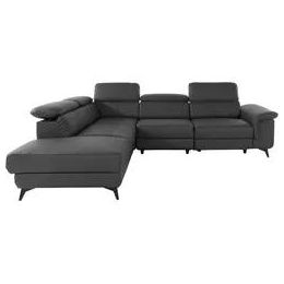 Ecksofa COTTA "Springs L-Form" Sofas Gr. B/H/T: 290cm x 79cm x 235cm, Echtleder, Ottomane links, mit Kopfteilverstellung-mit Relaxfunktion-mit Bettkasten, schwarz