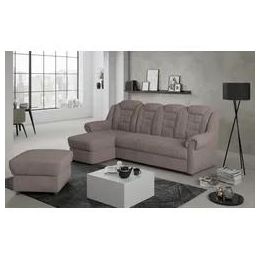 Ecksofa Home Affaire "Boston L-Form" Sofas Gr. B/H/T: 262 cm x 102 cm x 165 cm, Microfaser bedruckt, Recamiere links, Ohne Bettfunktion-ohne Bettkasten, braun (mud) Gemütliches Ecksofa mit hoher Rückenlehne in klassischem Design