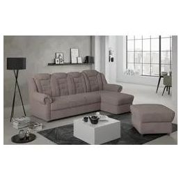 Ecksofa Home Affaire "Boston L-Form" Sofas Gr. B/H/T: 262 cm x 102 cm x 165 cm, Microfaser bedruckt, Recamiere rechts, Ohne Bettfunktion-ohne Bettkasten, braun (mud) Gemütliches Ecksofa mit hoher Rückenlehne in klassischem Design