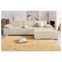 Sit & More Ecksofa SIT & MORE "Coria L-Form" Sofas Gr. B/H/T: 282cm x 80cm x 162cm, Struktur fein, Recamiere rechts, mit Bettfunktion, beige (creme) mit XL-Recamiere, wahlweise Bettfunktion