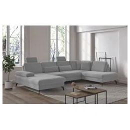 Sit & More Wohnlandschaft SIT & MORE "Morris U-Form inkl. Sitztiefenverstellung" Sofas Gr. B/H/T: 335cm x 82cm x 212cm, Luxus-Microfaser Euphoria, Recamiere links, inkl.Sitztiefenverstellung-ohne Bettfunktion-ohne Bettkasten-ohne Armteilfunktion, grau wahlweise mit Bettfunktion, Bettkasten und Armteilverstellung