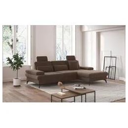 Sit & More Ecksofa SIT & MORE "Morris L-Form inkl. Sitztiefenverstellung" Sofas Gr. B/H/T: 275cm x 82cm x 171cm, Strukturstoff, Recamiere rechts, inkl.Sitztiefenverstellung-ohne Bettfunktion-ohne Bettkasten-ohne Armteilfunktion, braun wahlweise mit Bettfunktion, Bettkasten und Armteilverstellung