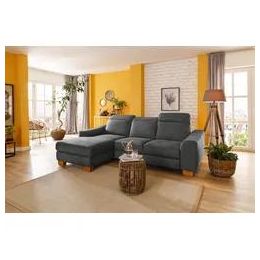 Ecksofa Home Affaire "Dundee L-Form", grau (anthrazit), B:264cm H:86cm T:170cm, Luxus-Microfaser Florence (100% Polyester), Struktur fein (100% Polyester), Luxus-Microfaser Lederoptik (100% Polyester), Sofas, wahlweise mit Kopfteilverstellung und zusätzlich mit Bettfunktion