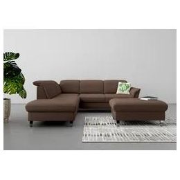 Sit & More Ecksofa SIT & MORE "Maggiore L-Form" Sofas Gr. B/T: 261cm x 224cm, Soft clean, Ottomane links, mit Kopfteilverstellung-ohne Bettfunktion-ohne Stauraum-Fussfarbe: Nickel satiniert, braun (espresso) wahlweise mit Kopfteilverstellung, Bettfunktion und Stauraum