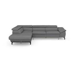 Ecksofa COTTA "Famous L-Form" Sofas Gr. B/T: 279cm x 228cm, Microfaser, Armlehne rechts-Ottomane links, ohne Bettfunktion-ohne Bettkasten, grau (light grey) in modernem Design