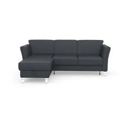 Sit & More Ecksofa SIT & MORE "Visby L-Form" Sofas Gr. B/H/T: 248cm x 87cm x 162cm, Soft clean, Recamiere links, mit Bettfunktion-mit Bettkasten, grau (dunkelgrau) wahlweise mit Bettfunktion und Bettkasten, frei im Raum stellbar