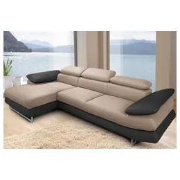 Ecksofa Inosign "Solution L-Form", schwarz (schwarz, schlamm), B:270cm H:73cm T:167cm, Sofas, wahlweise mit Bettfunktion