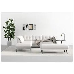 Sit & More Ecksofa SIT & MORE "Scandia L-Form" Sofas Gr. B/H/T: 271cm x 82cm x 214cm, Struktur weich, Ottomane links, Ohne Kopfteilverstellung-Ohne Armteilfunktion-Mit schwarzen matten Metallfüßen, silberfarben (silber) Wahlweise mit Kopfteilverstellung und Armteilfunktion