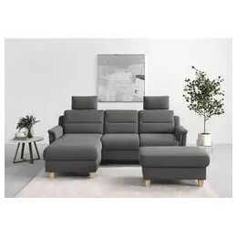 Sit & More Ecksofa SIT & MORE "Farö L-Form" Sofas Gr. B/H/T: 234cm x 90cm x 168cm, Luxus-Microfaser Paris, Recamiere links, mit Bettfunktion-mit Bettkasten, grau inklusive Federkern, wahlweise mit Bettfunktion und Bettkasten