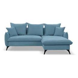 Ecksofa WERK2 "Modica L-Form" Sofas Gr. B/H/T: 230cm x 92cm x 160cm, Struktur weich, Recamiere rechts, Schlaffunktion und Bettkasten, blau (hellblau) Minimalistisches Ecksofa mit Schlaffunktion & Bettkasten