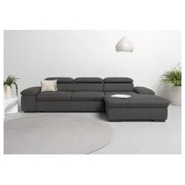 Ecksofa Home Affaire "Alberto L-Form" Sofas Gr. B/H/T: 286cm x 73cm x 174cm, Material, Recamiere rechts, mit Bettfunktion, braun (mokka) mit Kopfteilverstellung, wahlweise Bettfunktion