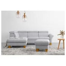 Ecksofa Home Affaire "Lindgren L-Form" Sofas Gr. B/H/T: 249 cm x 84 cm x 217 cm, Struktur, Ottomane links, mit Bettfunktion mit einklappbaren Rollen-mit Stauraum-mit Kopfteilverstellung-ohne TV-Funktion motorisch ohne Stauraum-ohne Federkern, silberfarben (silber) wahlweise mit TV-Funktion, Stauraum und Kopfteilverstellung