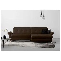 Ecksofa Inosign "Maredo L-Form" Sofas Gr. B/H/T: 284 cm x 89 cm x 179 cm, Luxus-Microfaser weich, mega-Recamiere rechts, mit Kopfteilverstellung, mit Armteilfunktion, mit Vorziehsitz motorisch und mit Bettkasten, braun (mocca) Federkern, wahlweise auch mit Kopfteil- und Armlehnverstellung